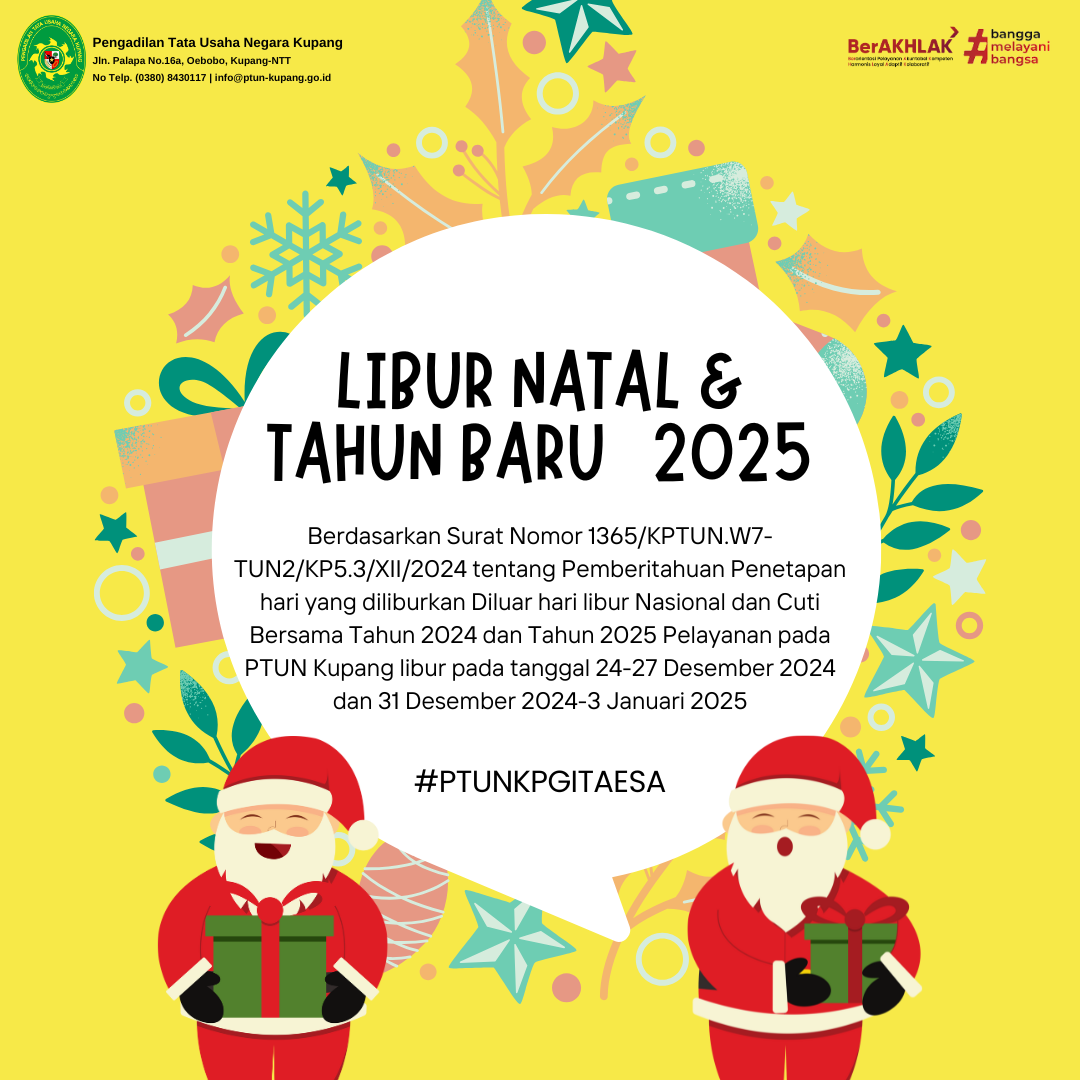 Pemberitahuan Hari Libur Natal 2024 dan Tahun Baru 2025 - www.ptun-kupang.go.id